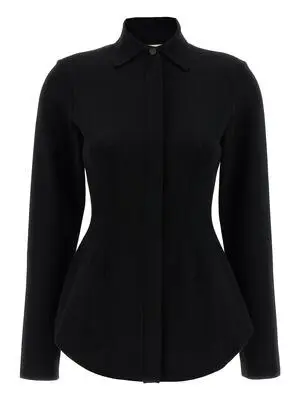 SPORTMAX Stretch Viscose Knit Shirt With Asymmetric Hem