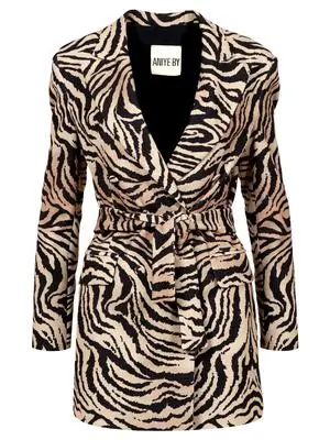 ANIYE BY Double-breasted Animal Print Dress - Crema+nero