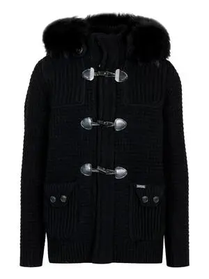 BARK Wool Blend Parka With Fur Trim Black
