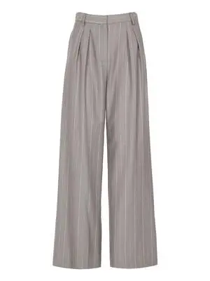 SIMONA CORSELLINI Pinstripe Wool Wide-Leg Trousers