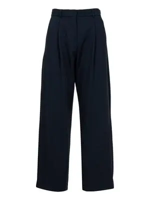 Max Mara Pure Wool Crepe Wide Leg Trousers - Blue