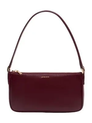 ANINE BING Mini Elly Leather Shoulder Bag - Burgundy