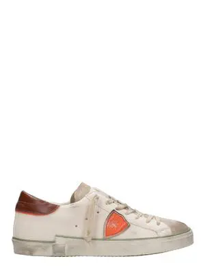 Philippe Model Calfskin Leather And Suede Sneakers - Beige+taupe