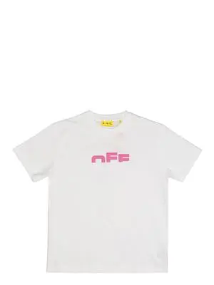 Off White T-shirt - White+fuchsia