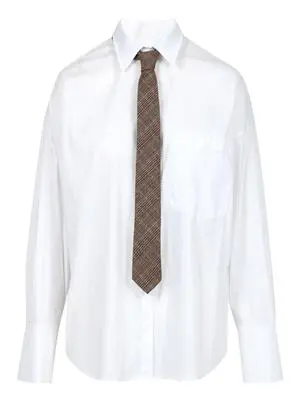 ANIYE BY Cotton Poplin Shirt With Prince Of Wales Tie - White