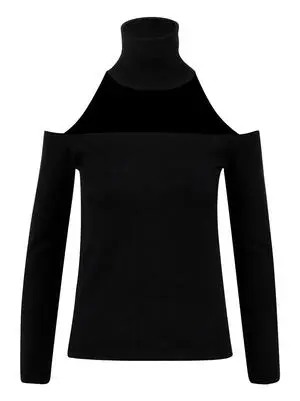 SEMICOUTURE Bare Shoulder Sweater - Black