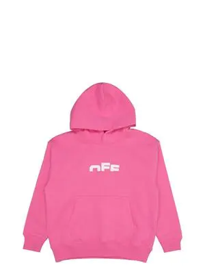 Off White Logo Cotton Fleece Hoodie - Fuchsia+white