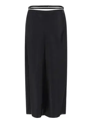 TOM FORD Midi Silk Skirt With Belt - Black