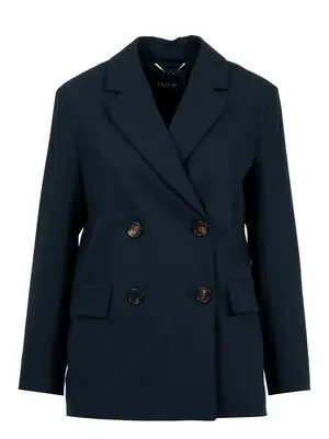 Max Mara Wool Crepe Double-breasted Blazer - Blue