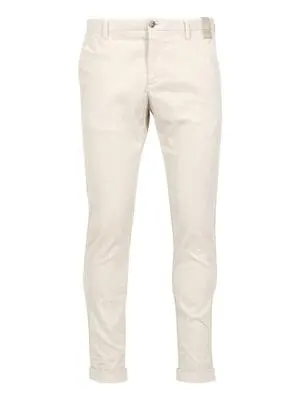 AT.P.CO Regular Fit Trousers In Stretch Satin Velvet - Cream