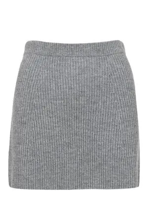 Sportmax Wool And Cashmere Ribbed Skirt - Grey