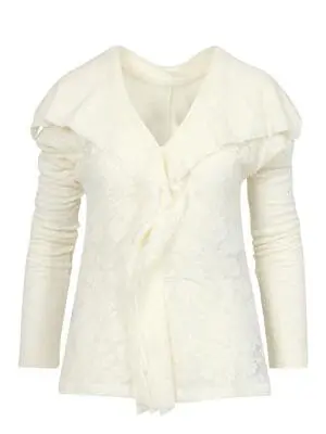 PHILOSOPHY BY LORENZO SERAFINI Lace V-neck Blouse - Ivory