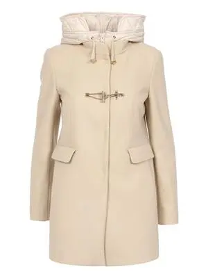 FAY Wool-blend Coat With Quilted Padding And Toggle Detail - Cream