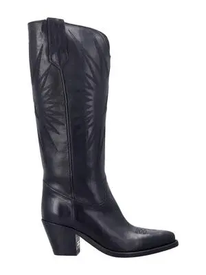 GOLDEN GOOSE Wish Star Leather Boots - Black