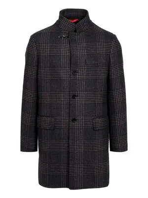 FAY Houndstooth Wool-blend Coat - Marrone+blu