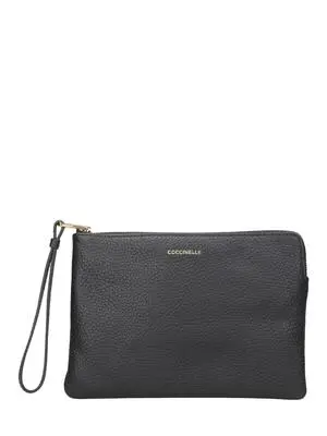 COCCINELLE Grained Leather Wristlet - Black