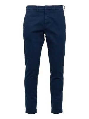 FAY Cotton Gabardine Trousers With Garment-dyed Pattern - Blue