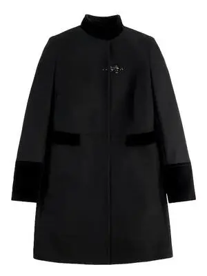 FAY Virginia Wool-blend Coat With Velvet Details - Black