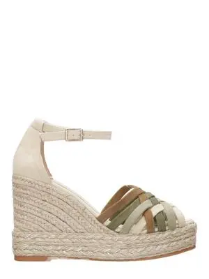 ESPADRILLES Wedge Espadrille Sandals - Verde+beige