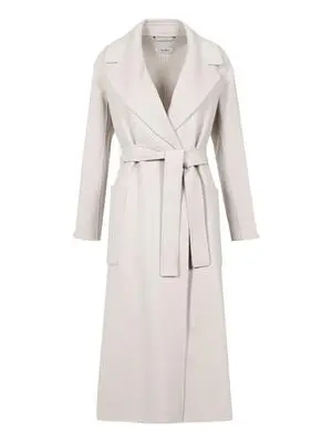Max Mara Virgin Wool Coat With Belt - Beige