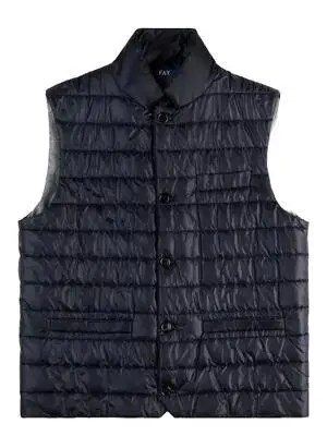 FAY Quilted Vest With Rever - Blue
