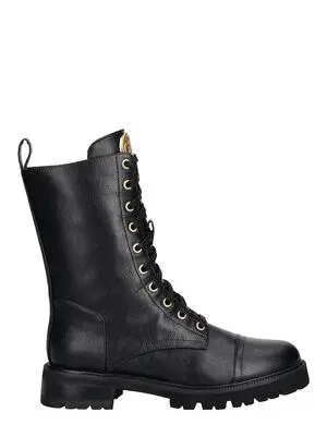 Twin-set Lace-up Boots With Logo - Black