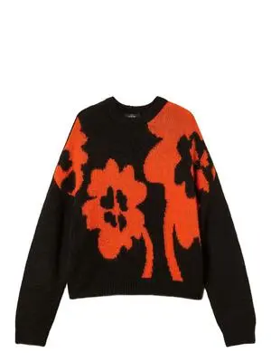 Twin-set Floral Motif Sweater - Black