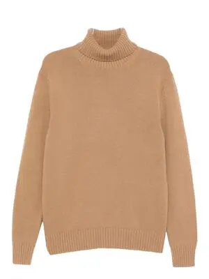 SEVEN GAUGE Roll Neck Fine Knit Sweater - Camel