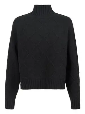 Elisabetta Franchi Jacquard Rhombus Pullover - Black