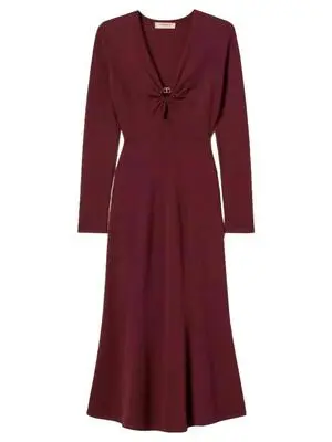 Twin-set Longuette Dress With Oval T Jewel Insert - Bordeaux