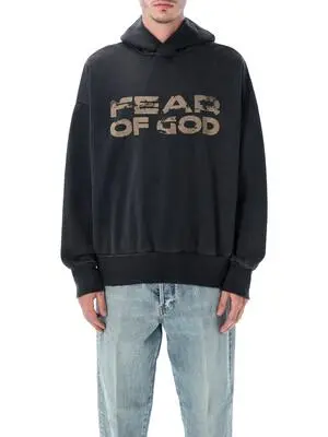 Fear Of God Heavyweight Cotton Hoodie With Graphic Logo - Black