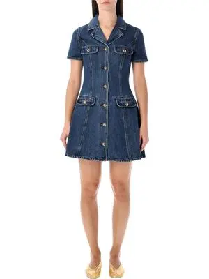 SELF-PORTRAIT Denim Mini Dress - Blue