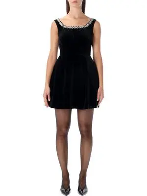 SELF-PORTRAIT Velvet Mini Dress - Black