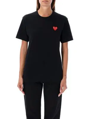 Play Comme Des Garcon Cotton Classic Heart Patch Tee Black