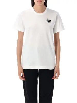 Play Comme Des Garcon Cotton T-shirt With Heart Logo - White