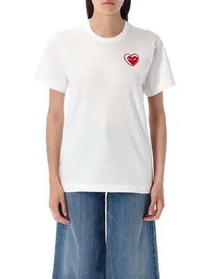 Play Comme Des Garcon Heart Logo Cotton T-shirt - White