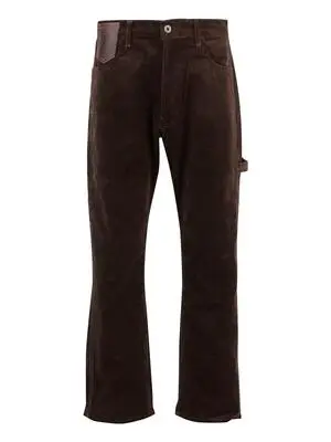 Junya Watanabe Cotton Blend Ribbed Trousers With Leather Details - Brown