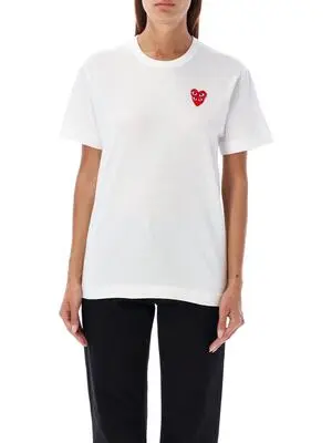 Play Comme Des Garcon Double Logo Patch T-shirt - White
