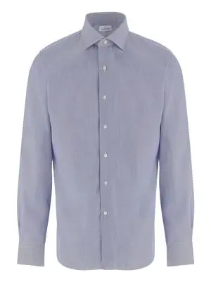ALESSANDRO GHERARDI Cotton Shirt With Striped Pattern - Blue