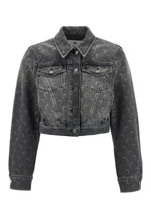 MARINE SERRE Moon Print Denim Jacket - Gray