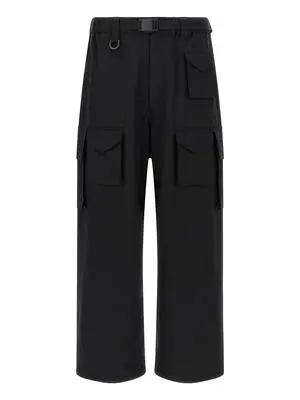 Y3 Wool Blend Cargo Pants - Black