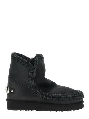 Mou Eskimo 18 Rhinestone Logo Ankle Boots - Black