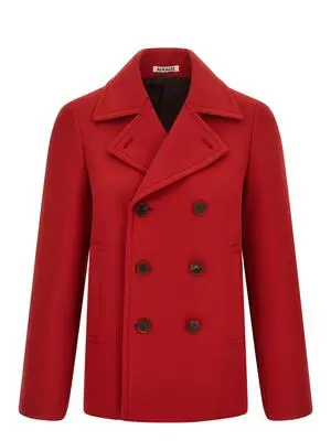Auralee Wool Double-breasted Coat - Red