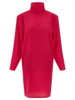 Saint Laurent Structured Shoulder Mini Dress - Fuchsia