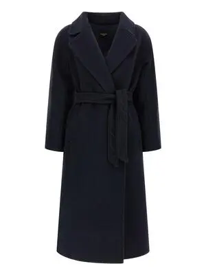 Max Mara Tempera Wool And Alpaca-blend Long Coat - Blue