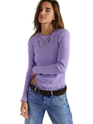 Free People We The Free Easy Does It Long Sleeve Tee - Lavender