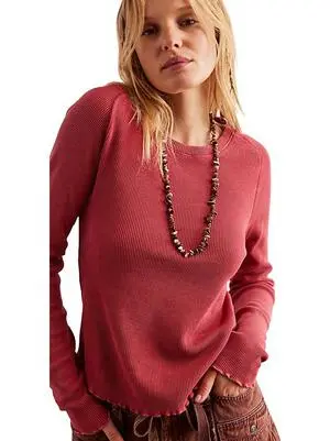Free People We The Free Easy Does It Long Sleeve Tee Red Racer