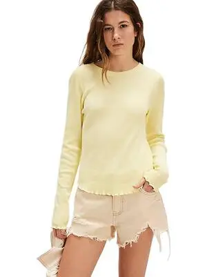 Free People We The Free Easy Does It Long Sleeve Tee Tender Yellow