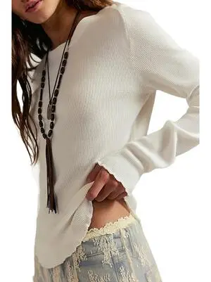 Free People We The Free Easy Does It Long Sleeve Tee White