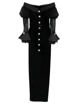 SILK LOVE & LACE Andrea Velvet Maxi Dress - Black